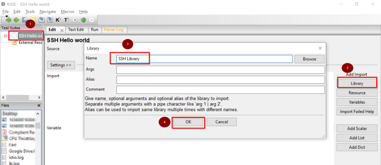 SSH Library Robot Framework Example: Hello world